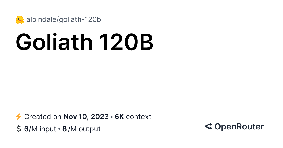 Goliath 120B - API, Providers, Stats | OpenRouter