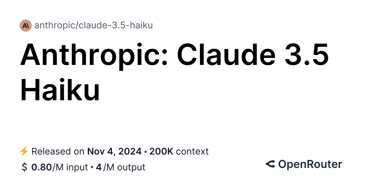 Anthropic: Claude 3.5 Haiku – Benchmarks | OpenRouter