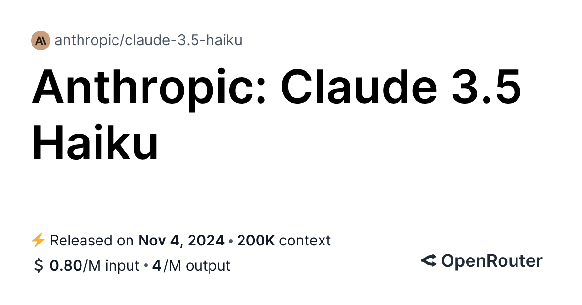 Anthropic: Claude 3.5 Haiku – Available Model Versions | OpenRouter