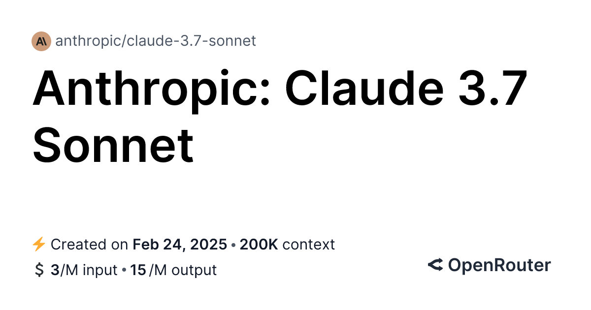 Anthropic: Claude 3.7 Sonnet – Available Model Versions | OpenRouter