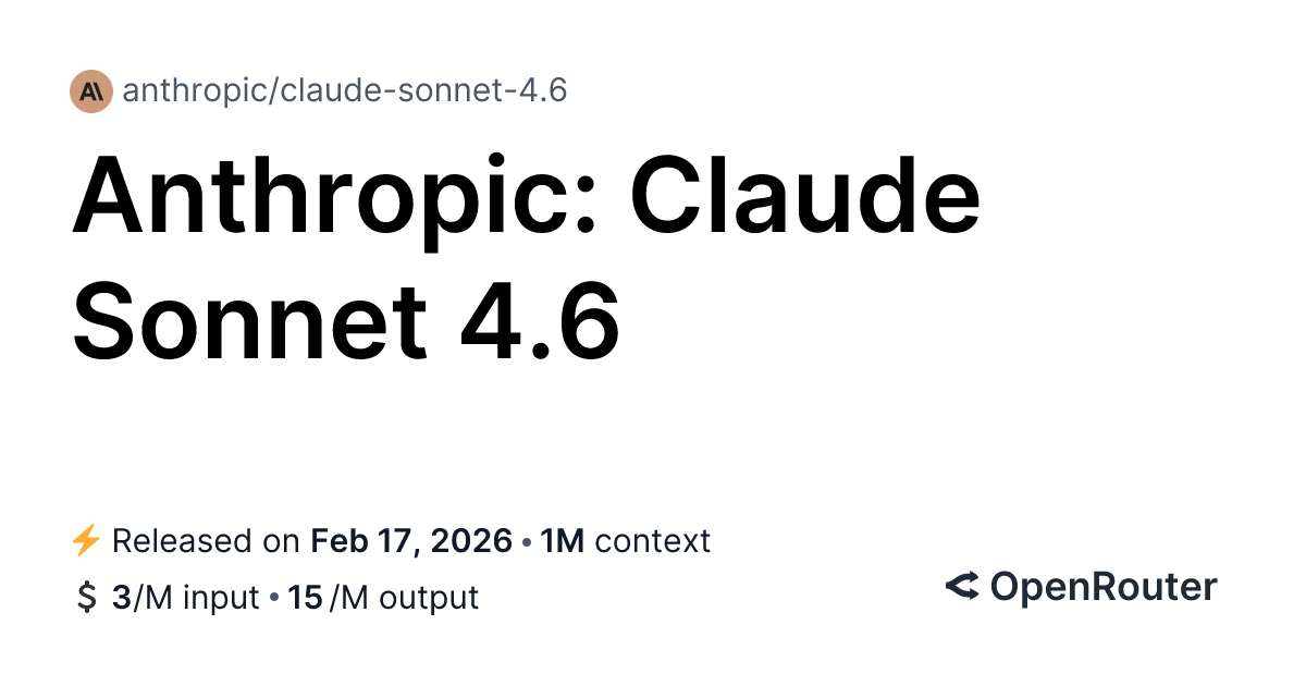 Claude Sonnet 4.6 - API Pricing & Providers | OpenRouter