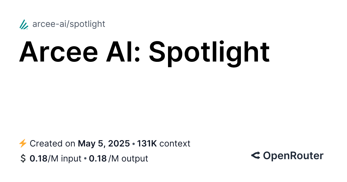 Spotlight - API, Providers, Stats | OpenRouter