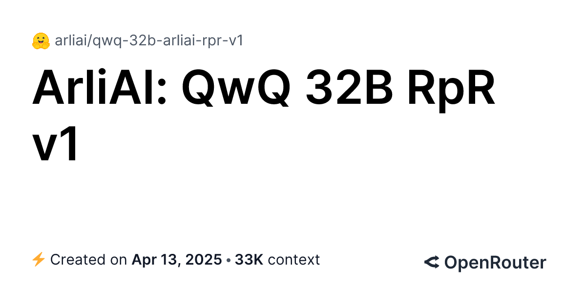 ArliAI: QwQ 32B RpR v1 (free) – Uptime and Availability | OpenRouter