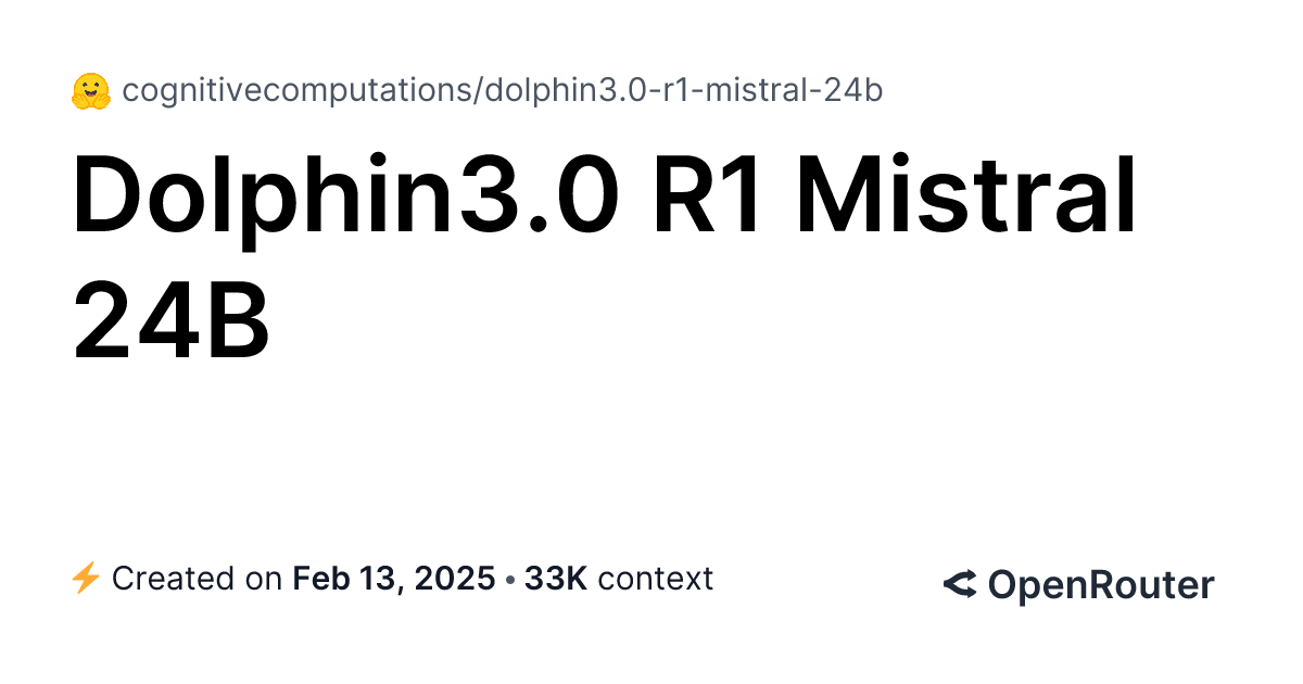 Dolphin3.0 R1 Mistral 24B – Run with an API | OpenRouter