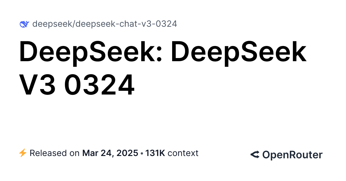 DeepSeek: DeepSeek V3 0324 (free) – Uptime and Availability | OpenRouter