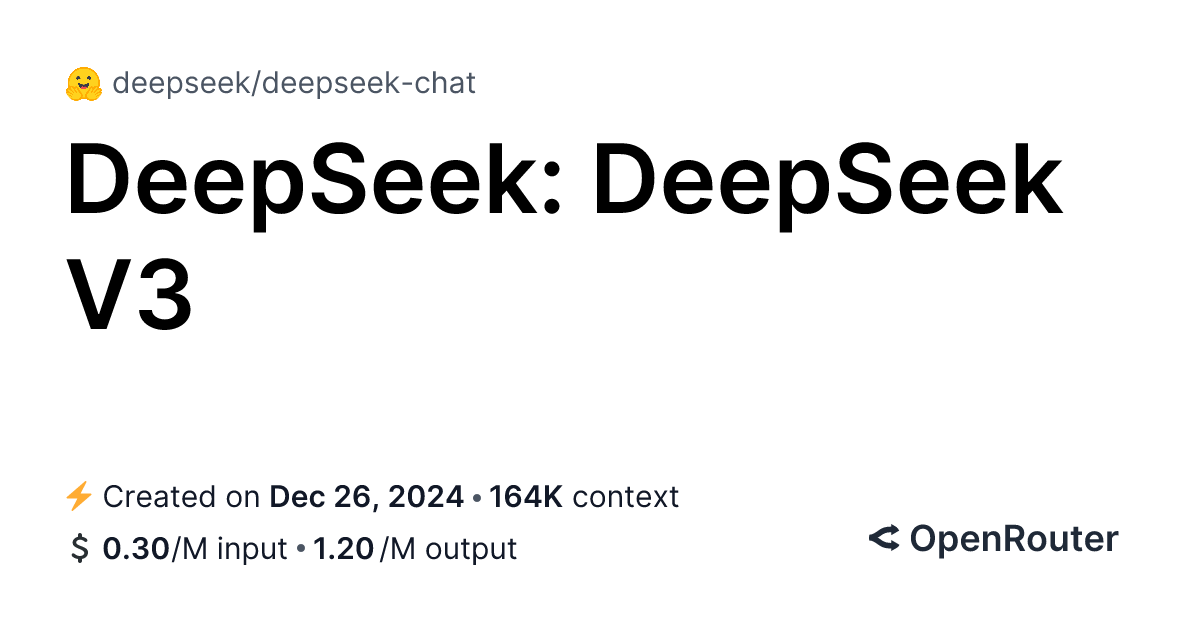 DeepSeek: DeepSeek V3 – Available Model Versions | OpenRouter