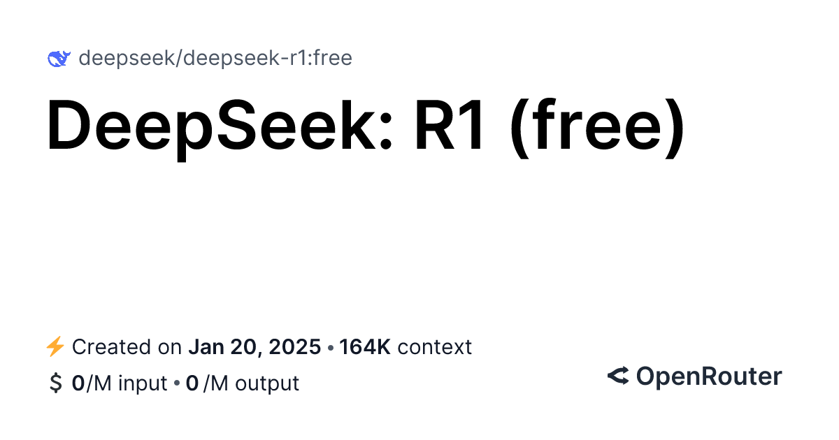 DeepSeek: R1 (free) – Available Model Versions | OpenRouter