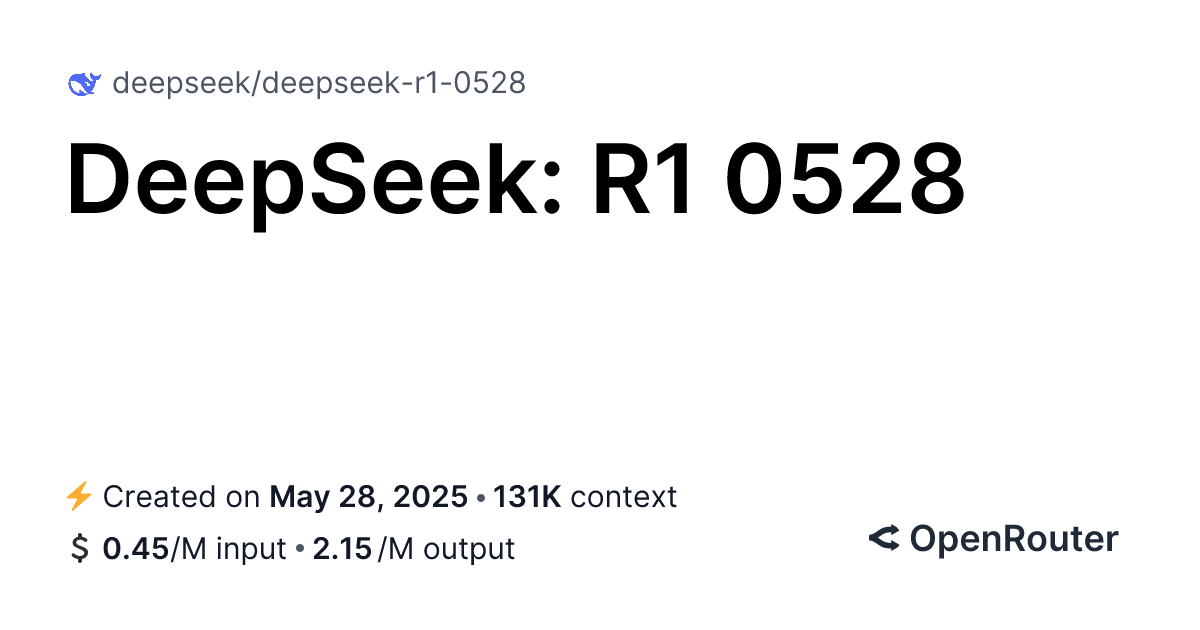 DeepSeek: R1 0528 – Performance Metrics | OpenRouter