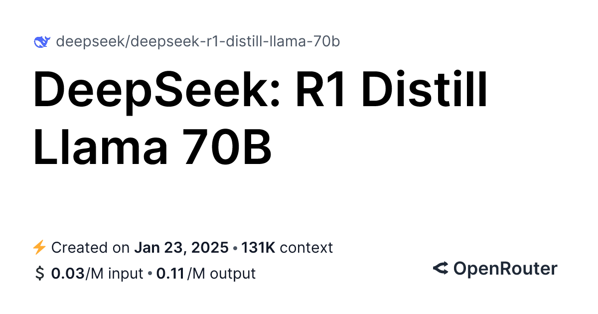 DeepSeek: R1 Distill Llama 70B – Run with an API | OpenRouter