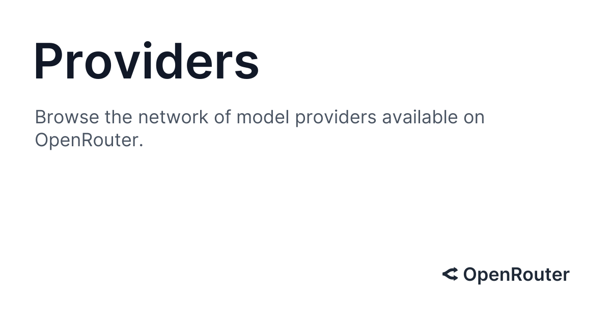 Providers | OpenRouter