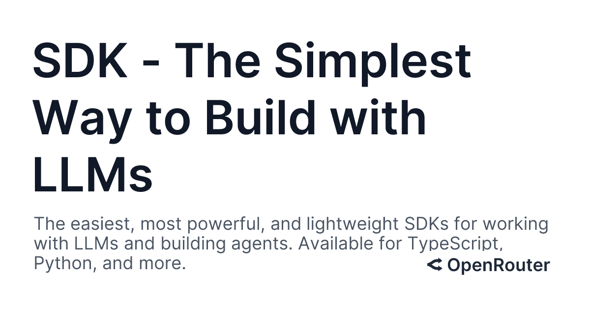 OpenRouter SDK | OpenRouter