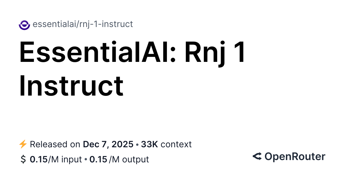 Rnj 1 Instruct - API, Providers, Stats | OpenRouter
