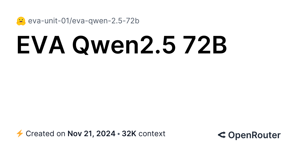 EVA Qwen2.5 72B - API, Providers, Stats | OpenRouter