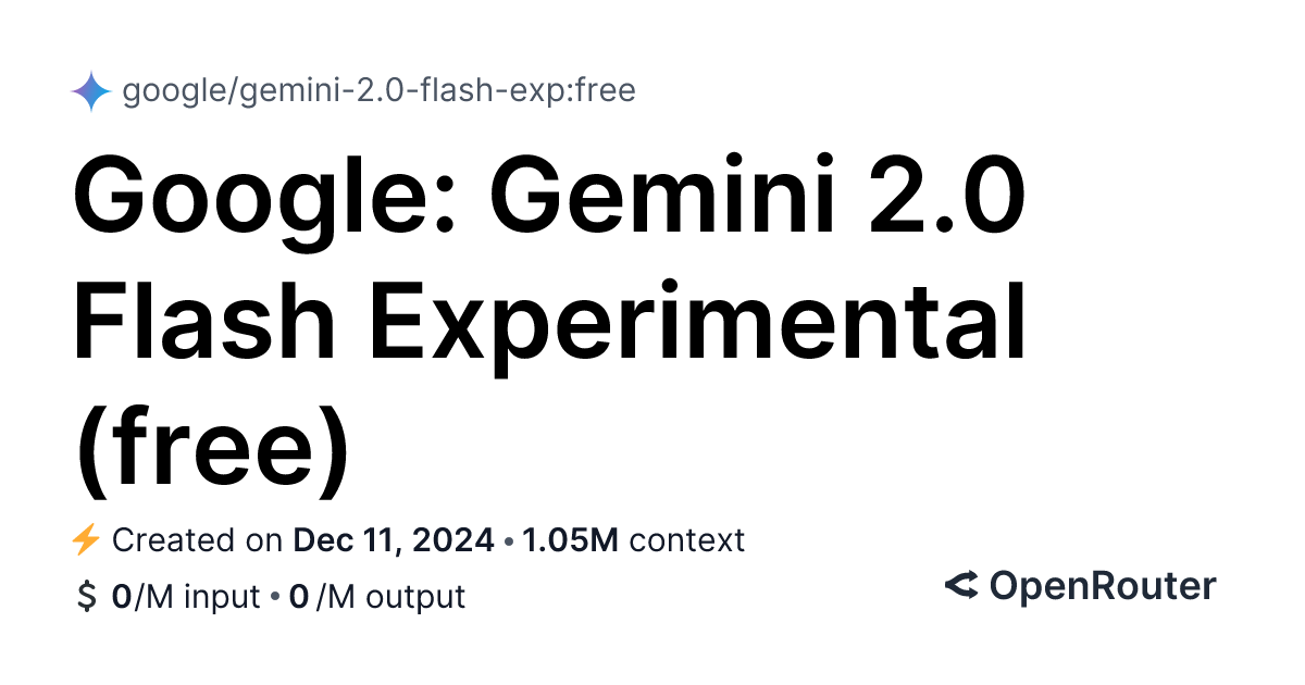 Google: Gemini 2.0 Flash Experimental (free) – Performance Metrics