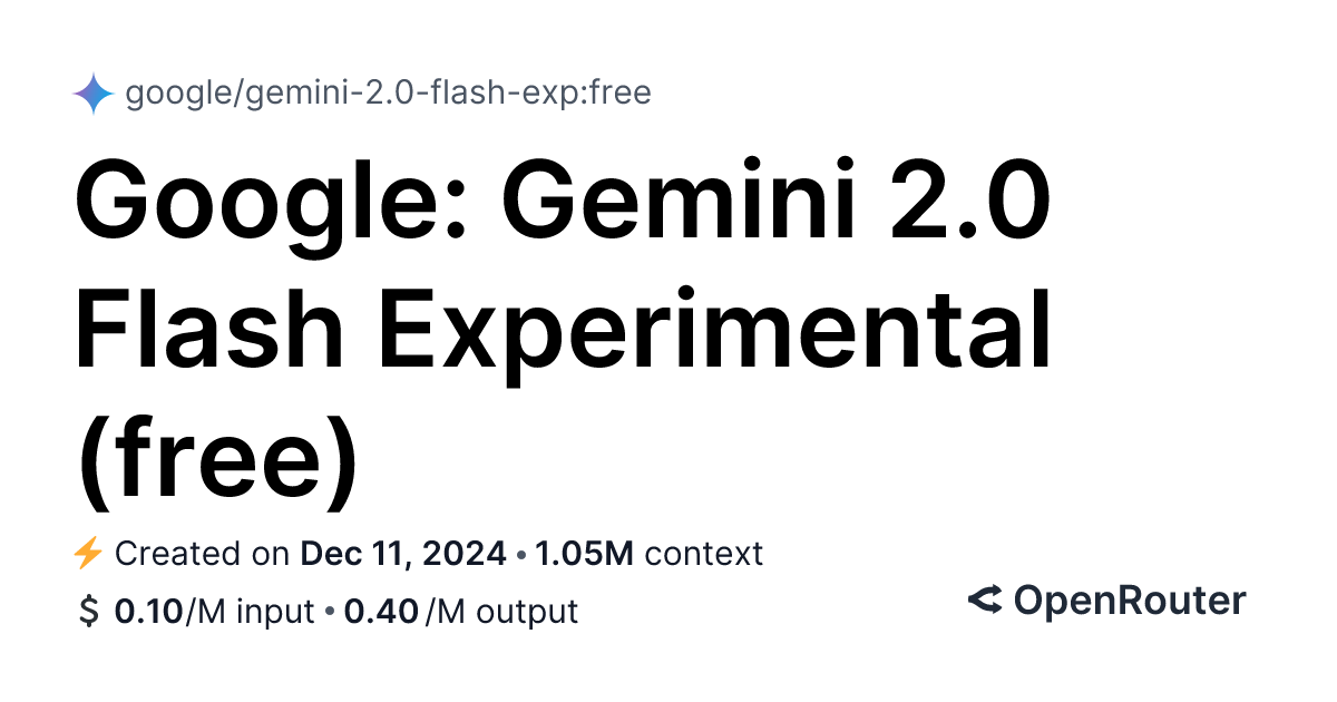 Google: Gemini 2.0 Flash Experimental (free) – Available Model Versions