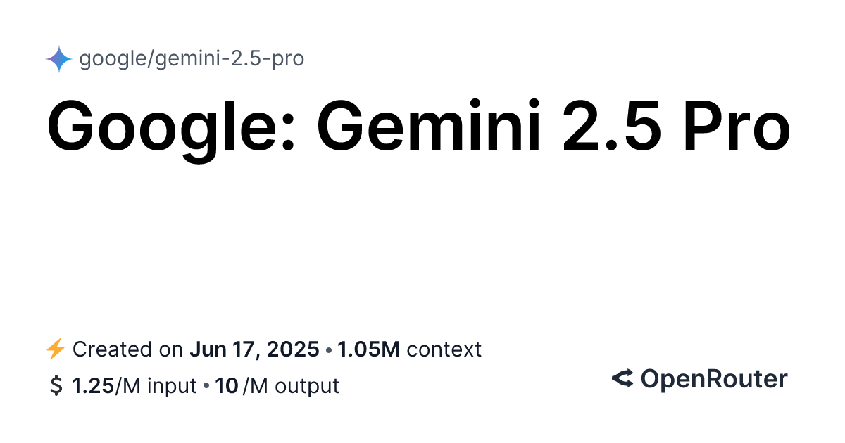 Google: Gemini 2.5 Pro – Provider Status | OpenRouter