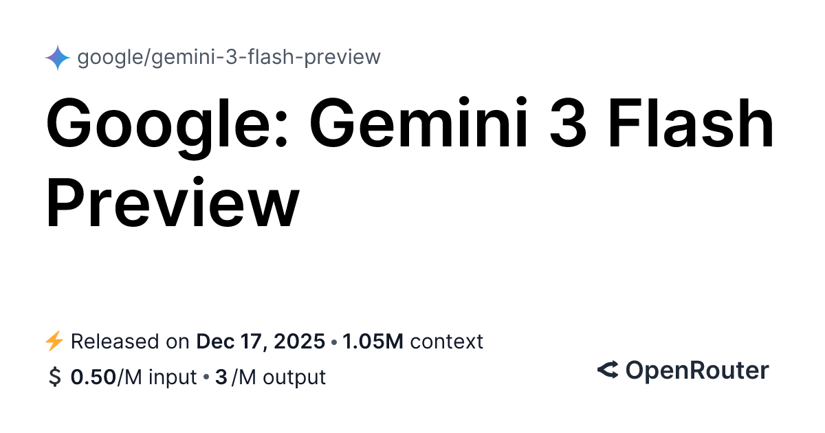 Google: Gemini 3 Flash Preview – API Quickstart | OpenRouter