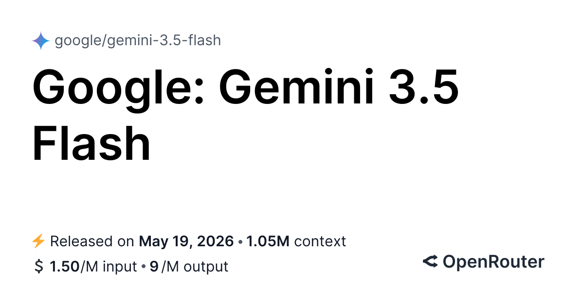Gemini 3.5 Flash - API Pricing & Benchmarks | OpenRouter