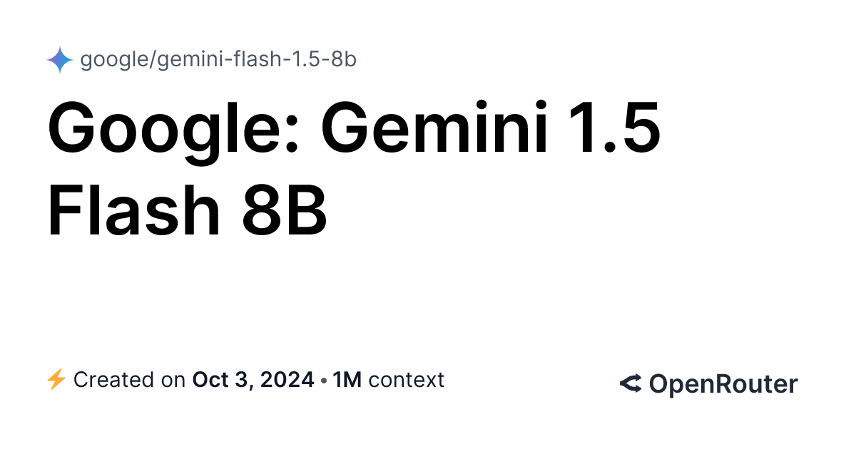 Google: Gemini Flash 1.5 8B – Uptime and Availability | OpenRouter