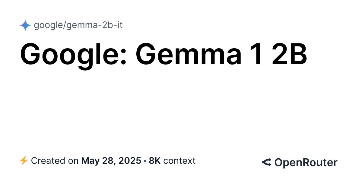 Google: Gemma 1 2B – Run with an API | OpenRouter