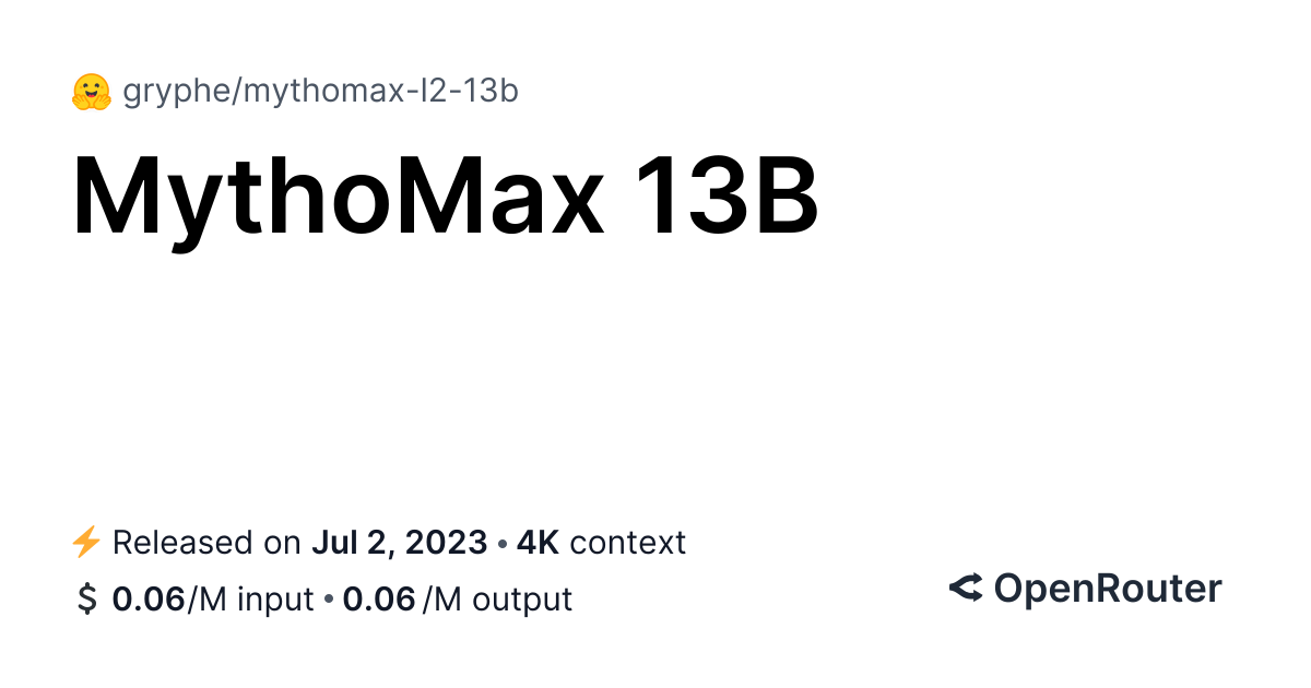 MythoMax 13B – Effective Pricing | OpenRouter