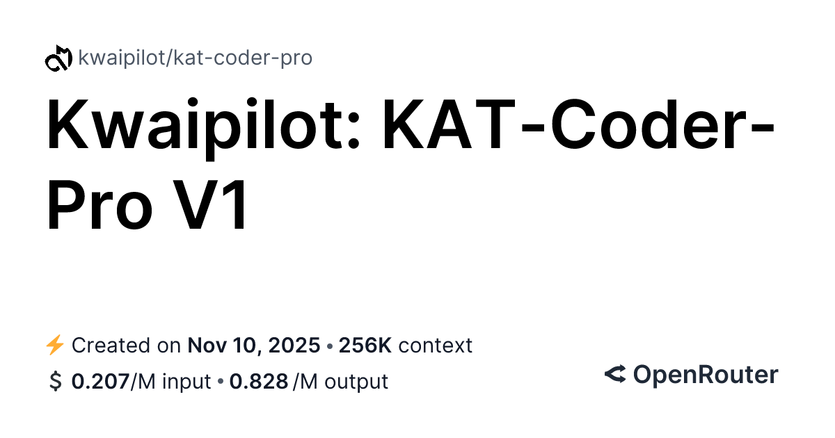 KAT-Coder-Pro V1 - API, Providers, Stats | OpenRouter