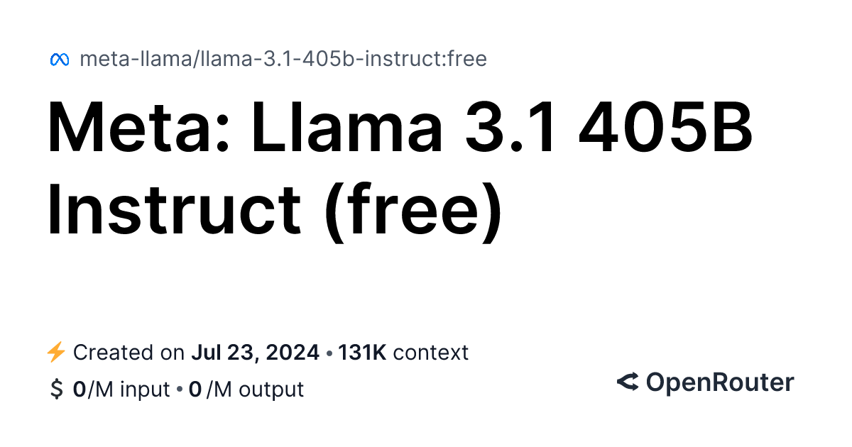 Meta: Llama 3.1 405B Instruct – Available Model Versions | OpenRouter