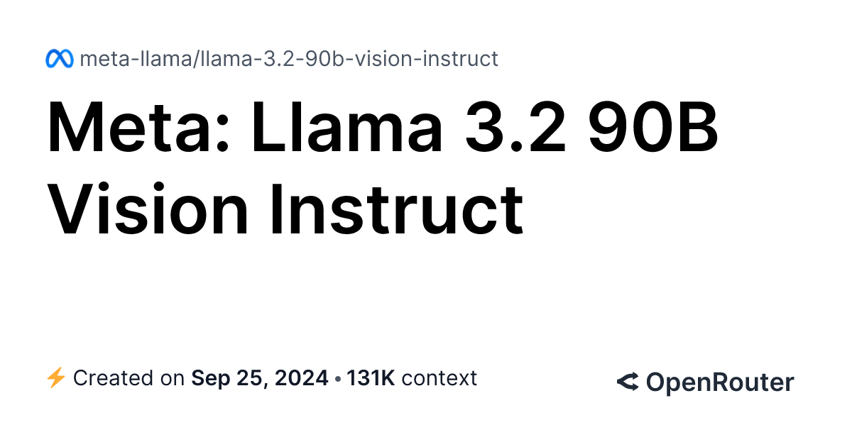 Meta Llama 32 90b Vision Instruct Run With An Api Openrouter