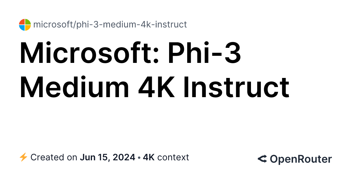 Apps Using Microsoft: Phi-3 Medium 4K Instruct | OpenRouter