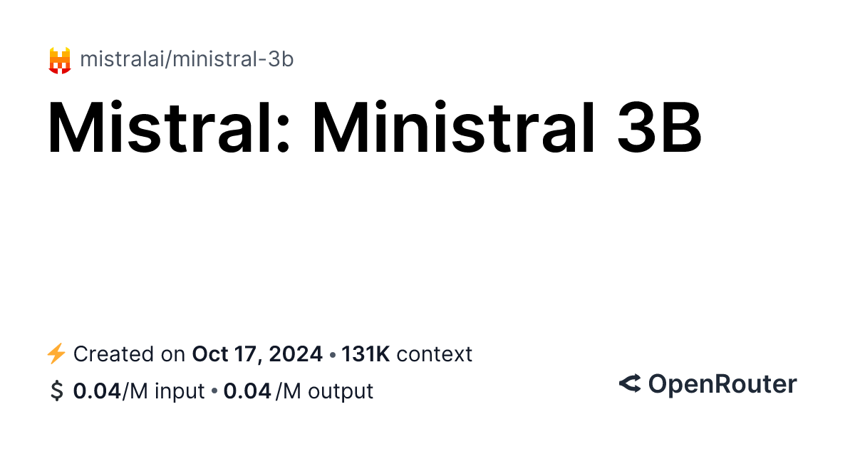 Ministral 3B - API, Providers, Stats | OpenRouter