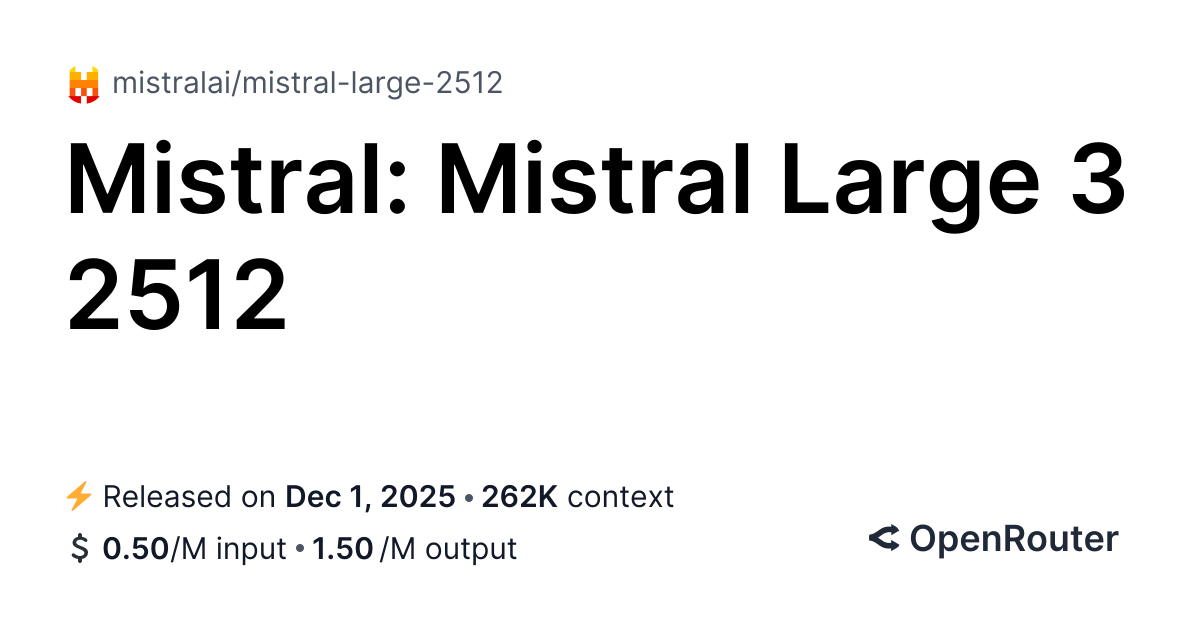 Mistral: Mistral Large 3 2512 – Recent Activity and Usage Stats