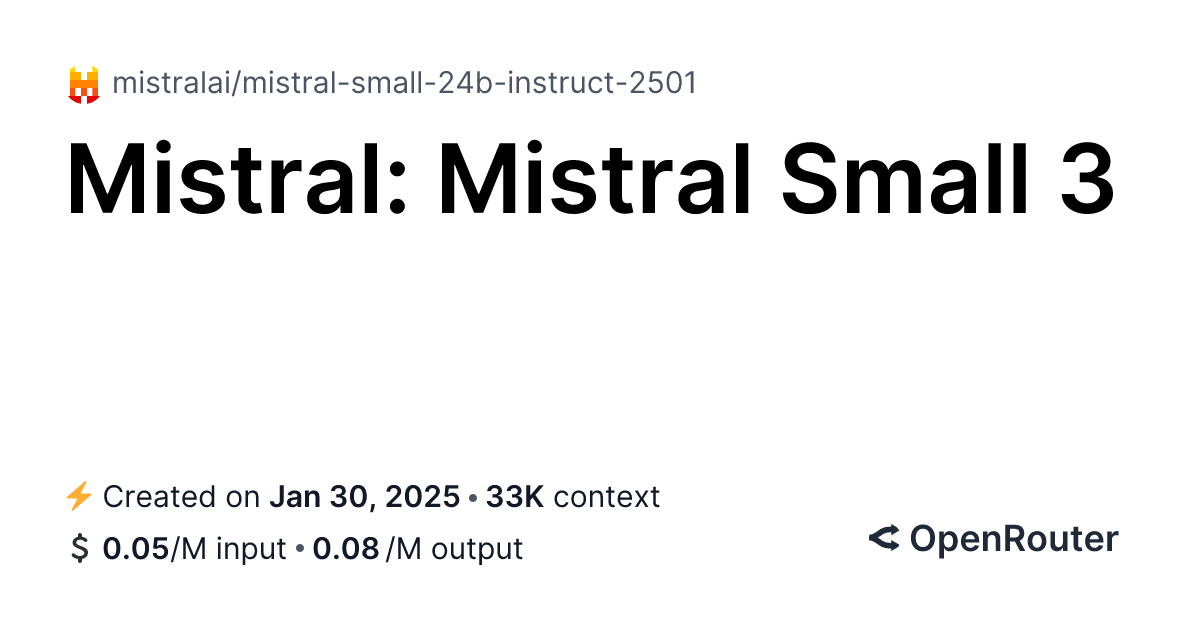 Mistral Mistral Small 3 Run With An Api Openrouter