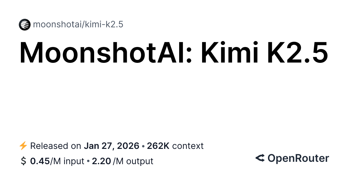 MoonshotAI: Kimi K2.5 – Performance Metrics | OpenRouter