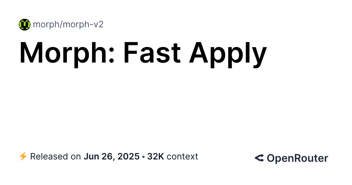 Fast Apply - API, Providers, Stats | OpenRouter
