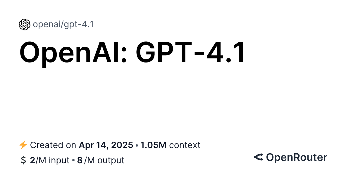 OpenAI: GPT-4.1 – Run with an API | OpenRouter