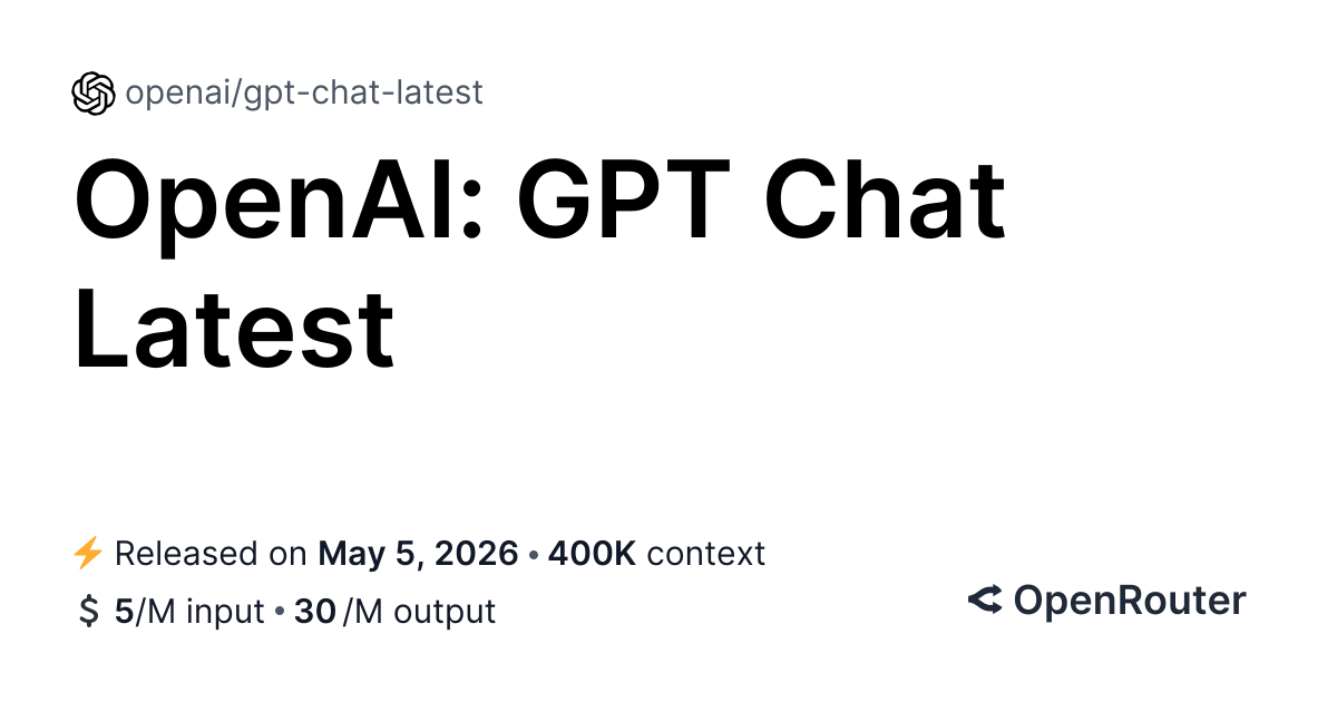 OpenAI: GPT Chat Latest – API Quickstart | OpenRouter
