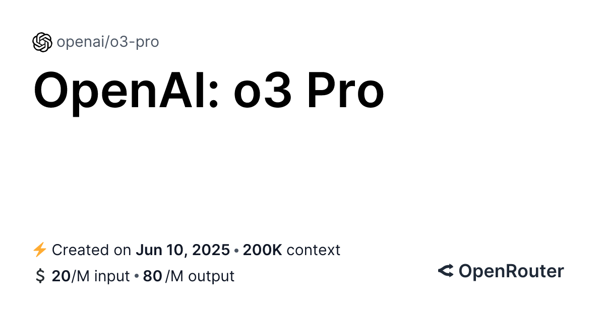 Openai O3 Pro Run With An Api Openrouter