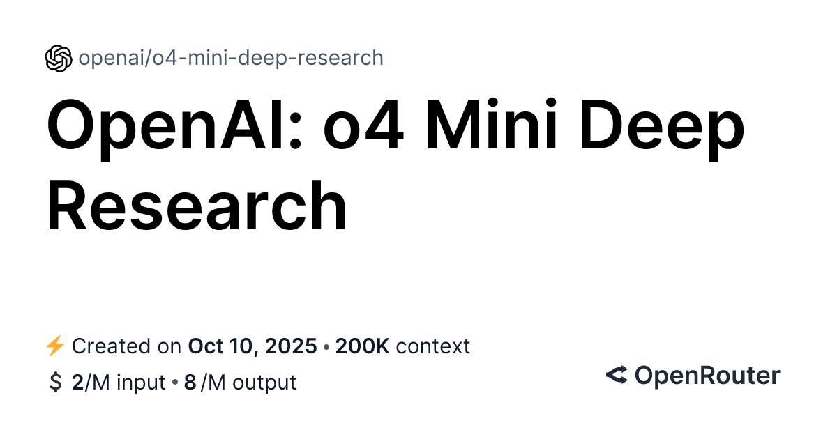 Apps Using OpenAI: o4 Mini Deep Research | OpenRouter