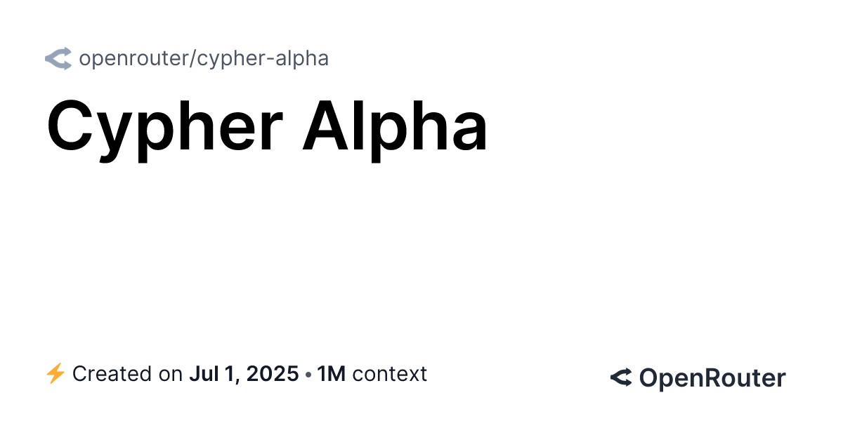 Cypher Alpha – Uptime and Availability | OpenRouter