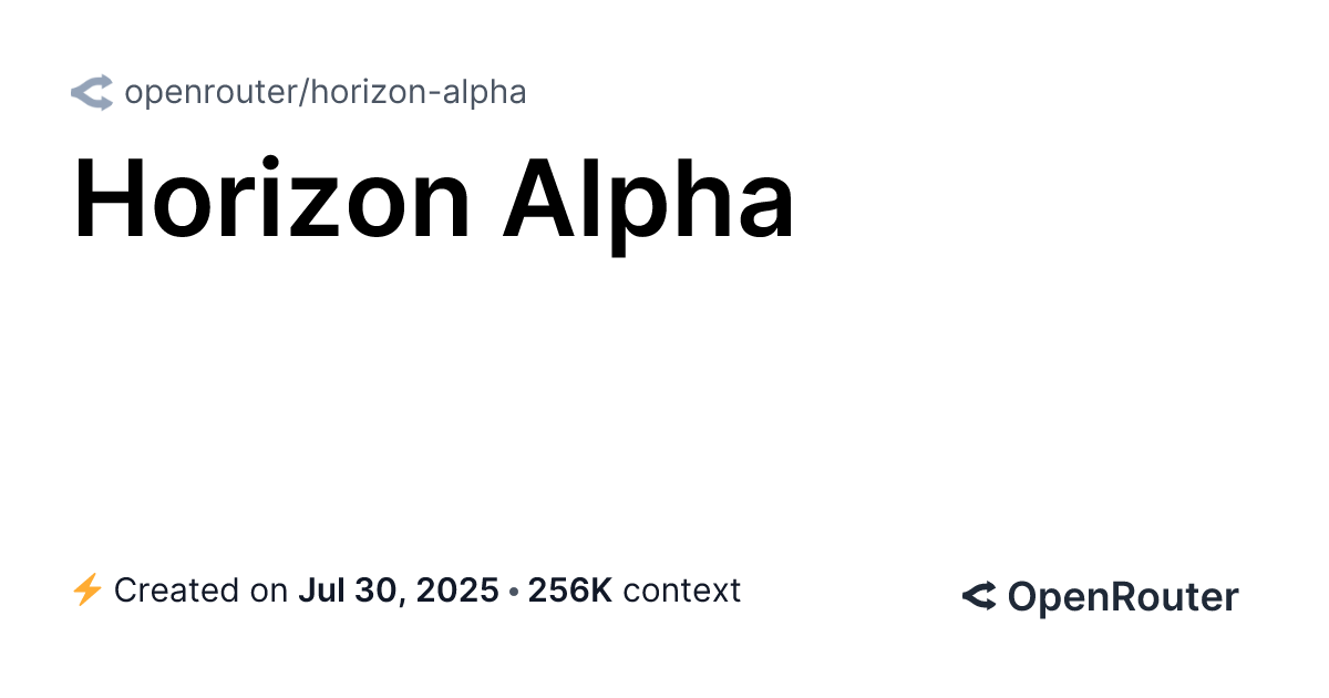 Horizon Alpha – Provider Status | OpenRouter