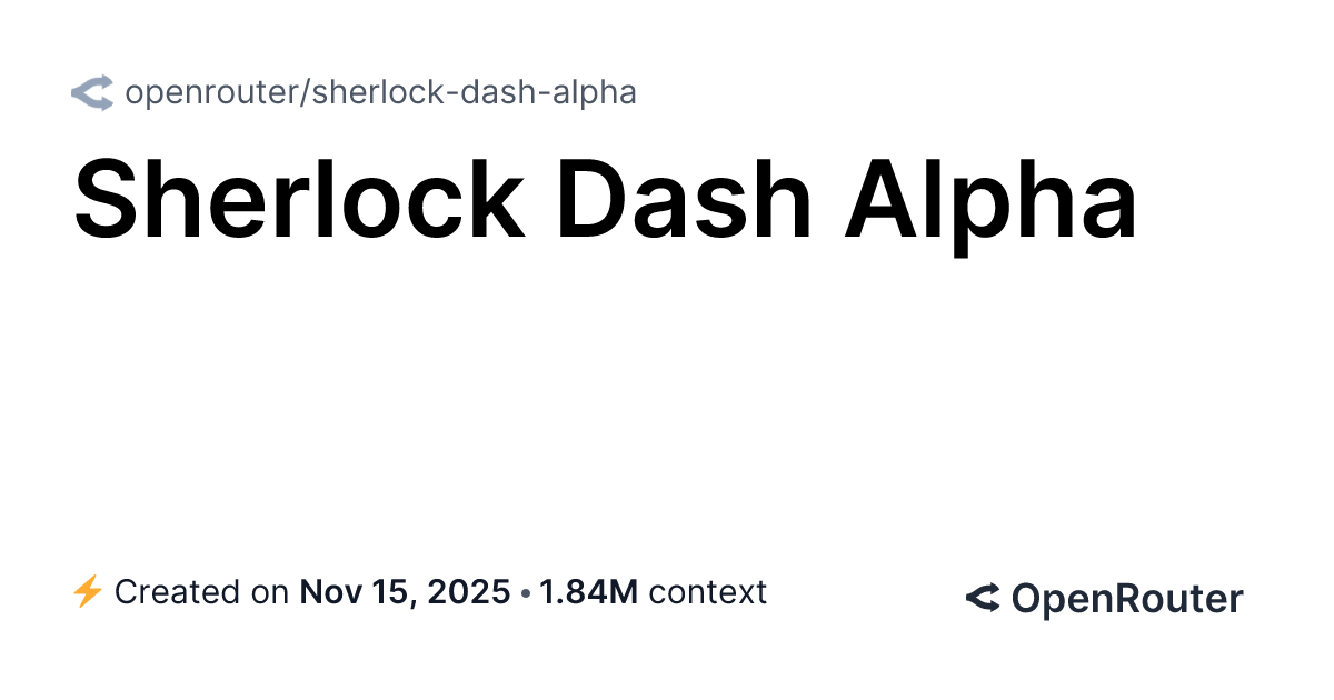 Sherlock Dash Alpha – Provider Status | OpenRouter