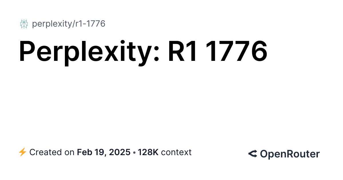 Perplexity: R1 1776 – Provider Status | OpenRouter