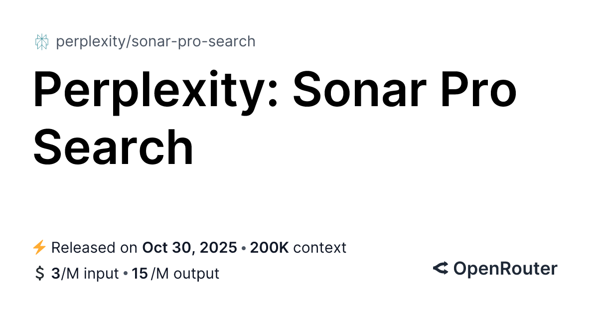 Perplexity: Sonar Pro Search – Quickstart | OpenRouter