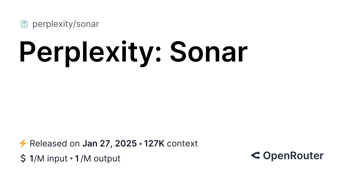 Perplexity: Sonar – API Quickstart | OpenRouter