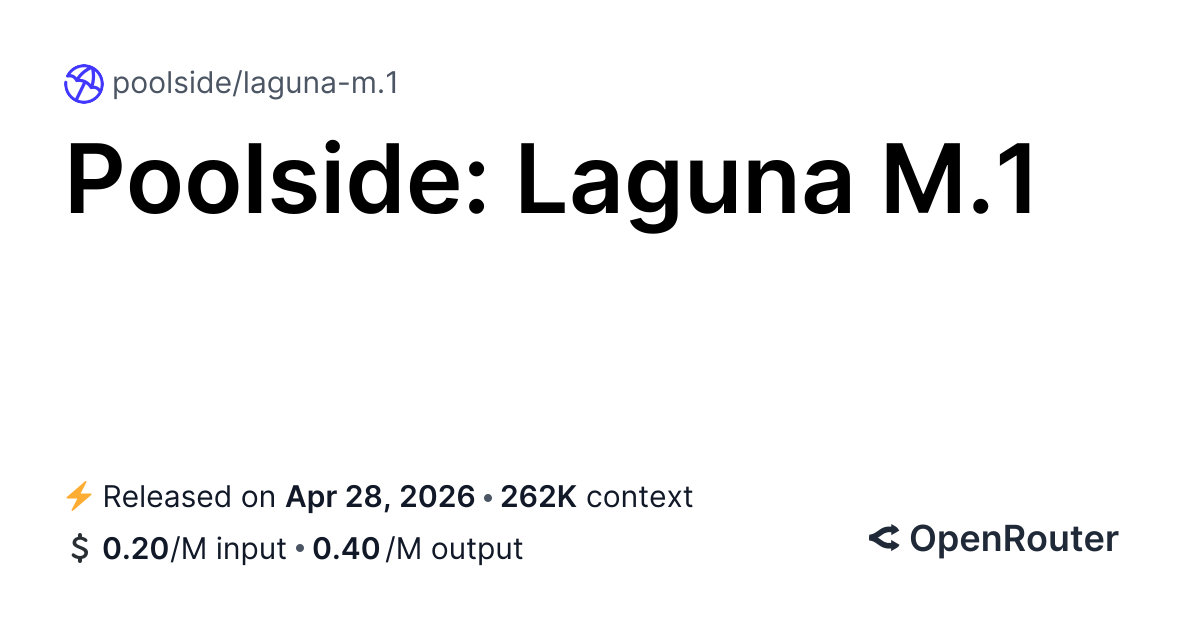 Laguna M.1 - API Pricing & Providers | OpenRouter