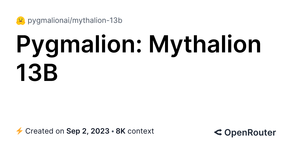 Mythalion 13B - API, Providers, Stats | OpenRouter