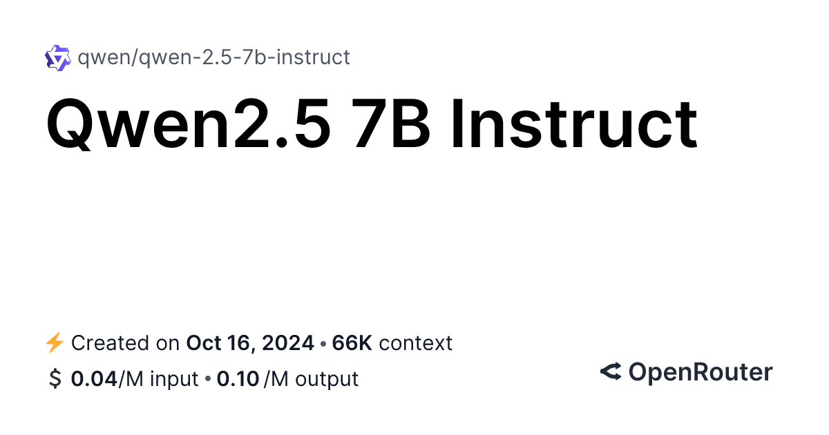 Qwen2.5 7B Instruct – Run with an API | OpenRouter Qwen2.5 7B Instruct – Run with an API | OpenRouter