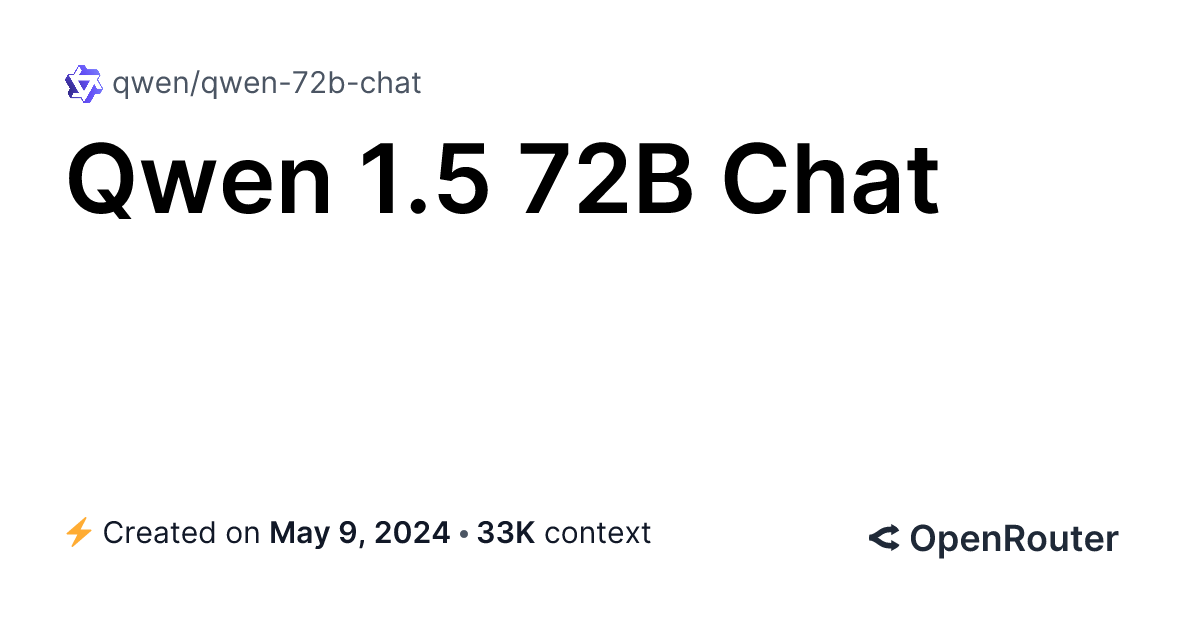 Qwen 1.5 72B Chat - API, Providers, Stats | OpenRouter
