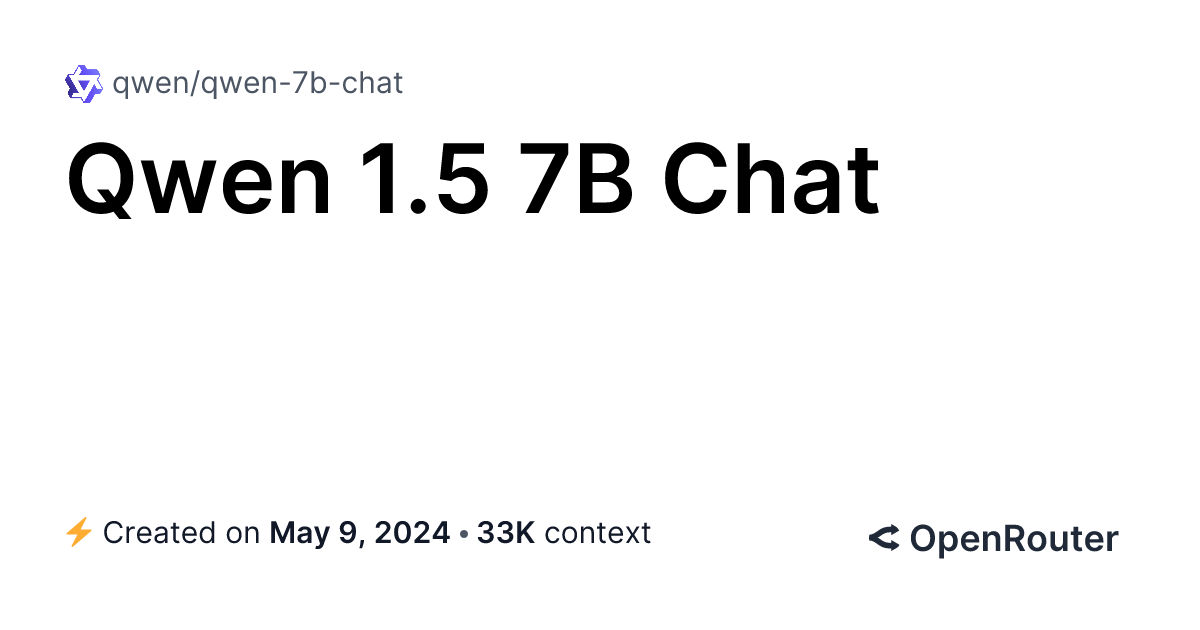 Qwen 1.5 7B Chat – Run with an API | OpenRouter
