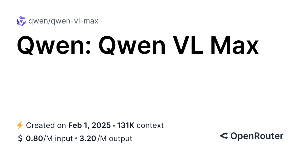 Qwen: Qwen VL Max – Run with an API | OpenRouter